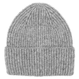 Strickmütze CAPO, Damen, grau, Strick, Materialmix, meliert, Mützen, Melange-Optik, Rippenstrick, breiter Umschlag