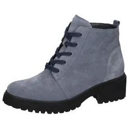 Waldläufer Schnürboots WALDLÄUFER "H-LUISE", Damen, Gr. 7 (40,5), blau (jeansblau), Veloursleder, unifarben, Schuhe, Stiefelette, Blockabsatz, in bequemer Schuhweite G (= weit)