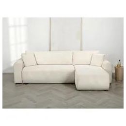 Ecksofa OTTO HOME "JONAA, 241cm, L-Form, Schlafsofa, Boxspringfederung, Dauerschläfer", creme, B:241cm H:79cm T:52cm, Sofas, 133/200cm, Recamiere links/rechts, Bettkasten, Cord u. Struktur