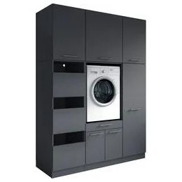 Mehrzweckschrank-Set LAUNDREEZY "Laundreezy, 6-tlg. Mehrzweckschrank-Set B/H/T 168/238/68 cm", anthrazit matt, B:168cm H:238cm T:68cm, Holzwerkstoff, Kastenmöbel-Sets, Breite 168 cm, Soft-Close-Funktion für Türen