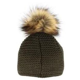 Bommelmütze CAPO, Damen, grün (olive), Strick;Chemische Reinigung, schonender Prozess;nicht bleiche;nicht bügeln;nicht trocknergeeignet, Wollmischung, unifarben, Mützen, Grobstrick, unifarben, gefüttert