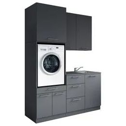 Mehrzweckschrank-Set LAUNDREEZY "Laundreezy, 6-tlg. Mehrzweckschrank-Set B/H/T 168/238/68 cm", anthrazit matt, B:168cm H:238cm T:68cm, Holzwerkstoff, Kastenmöbel-Sets, Breite 168 cm, Soft-Close-Funktion für Türen