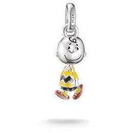 Charm-Einh&auml;nger Thomas Sabo "Thomas Sabo x Peanuts Charlie Brown Charm - Connect", silberfarben, schwarz, gelb, braun, Charms, Damen, Silber 925 (recycelt)