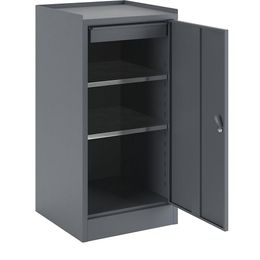 eurokraft basic Werkzeugschrank, mit 1 Schublade, 2 Fachböden, Höhenverstellraster 25 mm, blaugrau RAL 7031