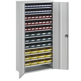 STEMO Magazinschrank, HxBxT 1970 x 1000 x 450 mm, mit Regalk&auml;sten, 71 K&auml;sten verschiedenfarbig