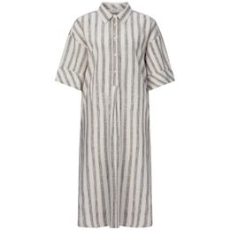 Knowledge Cotton Apparel Damen-Blusenkleid gestreift S Braun-Weiß