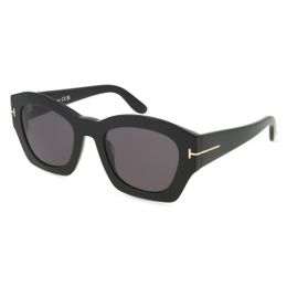 Tom Ford FT1083 GUILLIANA | Unisex-Sonnenbrille | Fassung: Vollrand, Quadratisch, Acetat, Schwarz Glänzend | Glasfarbe: Grau