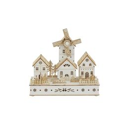Höffner LED Holzwindmühle weiß Holzwerkstoff,Kunststoff Maße (cm): B: 28 H: 26,5 » Höffner