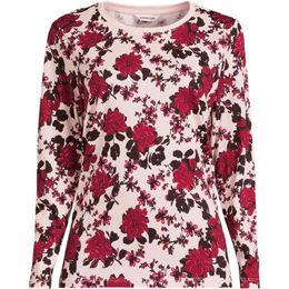 LANDS' END Langärmeliges Supima-Shirt mit Rundausschnitt, Damen,  Pink, by Lands' End
