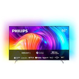 Philips LED-Fernseher »86PUS8807/12« 217 cm/86 ′′ Android TV Smart-TV silber TV mit 3-seitigem Ambilight