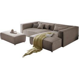 LeGer Home by Lena Gercke Ecksofa »PIARA XXL, L-Form, Schlaffunktion, Cord, Leinenoptik o. Strukturstoff« Hocker stellbar zum Schlafsofa...