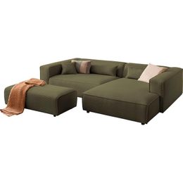 LeGer Home by Lena Gercke Ecksofa »PIARA XXL, L-Form, Schlaffunktion, Cord, Leinenoptik o. Strukturstoff« Hocker stellbar zum Schlafsofa...