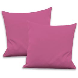 Vhg Dekokissen &raquo;Leon&laquo; Rei&szlig;verschluss, Kissenh&uuml;lle ohne F&uuml;llung, 2 St&uuml;ck, unifarben pink + unifarben Obermaterial: 100% Polyester B/L: 40 cm x 40 cm