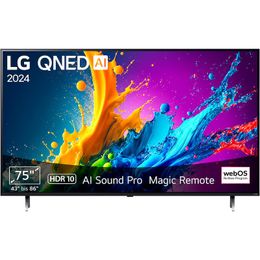 LG QNED-Fernseher »75QNED80T6A« 189 cm/75 ′′ Smart-TV schwarz Starker α5 Gen7 4K AI-Prozessor mit AI Sound Pro, AI Upscaling & Dynamic Tone Mapping...