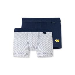 Schiesser Boxershorts »Original Classics« 2er-Pack, mit Bagger-Motiv am Bein und maritim geringelt dunkelblau weiß 128 128 Jungen-Boxershorts von...