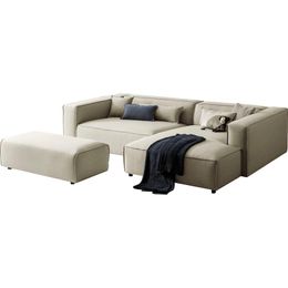 LeGer Home by Lena Gercke Ecksofa »PIARA XXL, L-Form, Schlaffunktion, Cord, Leinenoptik o. Strukturstoff« Hocker stellbar zum Schlafsofa...