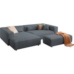 LeGer Home by Lena Gercke Ecksofa »PIARA XXL, L-Form, Schlaffunktion, Cord, Leinenoptik o. Strukturstoff« Hocker stellbar zum Schlafsofa...