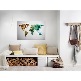 A.S. Création A.S. CRÉATION Leinwandbild »World Graphic« Kunst Weltkarte 1 Stk. tlg. Atlas Weltkarte Bunt Aquarell Keilrahmen Leinwand-Bild Wohnzimmer Wand...
