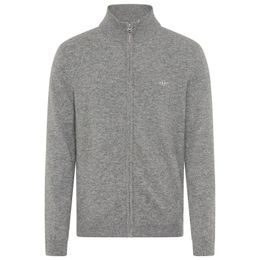Gant Strickjacke »EXTRAFINE LAMBSWOOL ZIP CARDIGAN« mit Logostickerei DARK GREY MELANGE M M Strickjacke von Gant