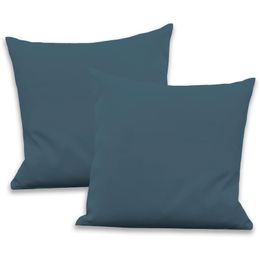Vhg Dekokissen &raquo;Leon&laquo; Rei&szlig;verschluss, Kissenh&uuml;lle ohne F&uuml;llung, 2 St&uuml;ck, unifarben graublau + unifarben Obermaterial: 100% Polyester B/L: 40 cm x...