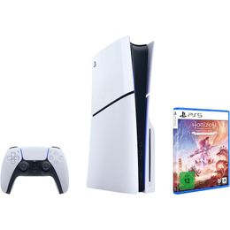 Playstation 5 Konsolen-Set »PS5 Disk (Slim) + Horizon Forbidden West Complete Edition« 1.000 GB weiß/schwarz Die PS5-Konsole ist über HDMI 2.1 mit...
