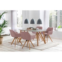 Salesfever Essgruppe »Växjö - Elegant gestaltete Sitzgruppe« Set, 5 Stk. tlg. bestehend aus 4 modernen Polsterstühlen und einem 180 cm breiten...