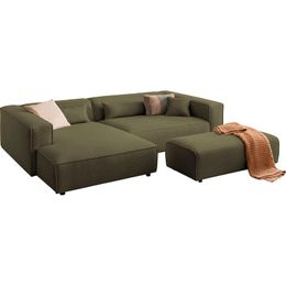 LeGer Home by Lena Gercke Ecksofa »PIARA XXL, L-Form, Schlaffunktion, Cord, Leinenoptik o. Strukturstoff« Hocker stellbar zum Schlafsofa...