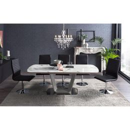 Salesfever Esstisch &raquo;Design Tisch f&uuml;r stilvolle Mahlzeiten&laquo; Erweiterbarer Glastisch - Eleganz trifft Funktionalit&auml;t wei&szlig;
