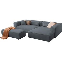 LeGer Home by Lena Gercke Ecksofa »PIARA XXL, L-Form, Schlaffunktion, Cord, Leinenoptik o. Strukturstoff« Hocker stellbar zum Schlafsofa...