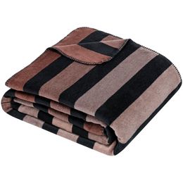 Ibena Wohndecke &raquo;Devonport&laquo; mit Streifen braun/schwarz Obermaterial: 58% Baumwolle, 35% Polyacryl, 7% Polyester B/L: 150 cm x 200 cm