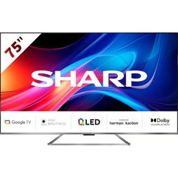Sharp QLED-Fernseher »4T-C75GP7x« 189 cm/75 ′′ Smart-TV silber HDMI 2.1 mit eARC, Google Assistant, Chromecast integriert, Schlankes Design mit...