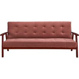 Salesfever Schlafsofa »Skagen 3-Sitzer Sofa« Holzgestell Sofa: Entspannung und Schlaf auf 190cm Breite Rose Skandinavisches Design Schlafsofa