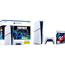Playstation 5 Konsolen-Set »PS5 (Slim) Fortnite Cobalt Star + Gran Turismo 7« 1.000 GB weiß/schwarz Die PS5-Konsole ist über HDMI 2.1 mit...