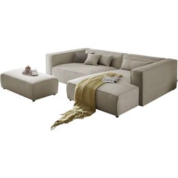 LeGer Home by Lena Gercke Ecksofa »PIARA XXL, L-Form, Schlaffunktion, Cord, Leinenoptik o. Strukturstoff« Hocker stellbar zum Schlafsofa...