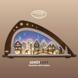 Weigla Lichterbogen &raquo;LED Winter mit Altstadt, Schwibbogen aus Holz&Acrylglas, Made in Germany&laquo; 1 Stk. Erzgebirge garantiert, Weihnachtsdeko Innen,...