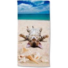 Good Morning Strandtuch &raquo;Beachcat&laquo; Mikrofaser, 75x150, Schnelltrocknend, Sommer, Strand, Kind, Katze Multi Obermaterial: 100% Polyester B/L: 75...