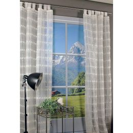HOSSNER - ART OF HOME DECO Gardine &raquo;Hallwylersee&laquo; Schlaufen 1 Stk. tlg. Schlaufenschal im besonderen Design wei&szlig; Obermaterial: 100% Polyester 245 cm