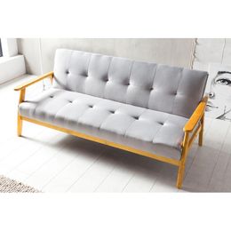 Salesfever Schlafsofa »Skagen 3-Sitzer Sofa« Holzgestell Sofa: Entspannung und Schlaf auf 190cm Breite Hellgrau Skandinavisches Design Schlafsofa