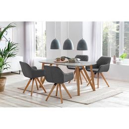 Salesfever Essgruppe »Växjö - Elegant gestaltete Sitzgruppe« Set, 5 Stk. tlg. bestehend aus 4 modernen Polsterstühlen und einem 180 cm breiten...