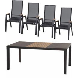 siena GARDEN Garten-Essgruppe »Rondo« Set, 5 Stk. tlg. bestehend aus 4 Sesseln und 1 Tisch anthrazit +