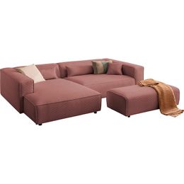 LeGer Home by Lena Gercke Ecksofa »PIARA XXL, L-Form, Schlaffunktion, Cord, Leinenoptik o. Strukturstoff« Hocker stellbar zum Schlafsofa...