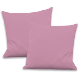Vhg Dekokissen &raquo;Leon&laquo; Rei&szlig;verschluss, Kissenh&uuml;lle ohne F&uuml;llung, 2 St&uuml;ck, unifarben ros&eacute; + unifarben Obermaterial: 100% Polyester B/L: 40 cm x 40 cm
