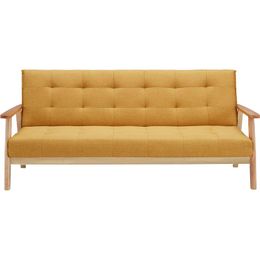 Salesfever Schlafsofa »Skagen 3-Sitzer Sofa« Holzgestell Sofa: Entspannung und Schlaf auf 190cm Breite Gelb Skandinavisches Design Schlafsofa