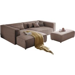 LeGer Home by Lena Gercke Ecksofa »PIARA XXL, L-Form, Schlaffunktion, Cord, Leinenoptik o. Strukturstoff« Hocker stellbar zum Schlafsofa...