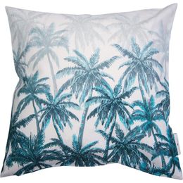 Tom Tailor HOME Dekokissen »Blurred Palm Forest« mit Palmenmotiven, Kissenhülle ohne Füllung, 1 Stück weiß/petrol + bedruckt gemustert...