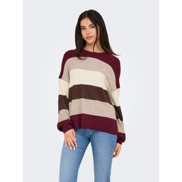 Only Strickpullover &raquo;ONLATIA L/S STRIPE PULLOVER KNT NOOS&laquo; mit Colorblock Design Zinfandel Stripes:W. WhitecapGray/SilverMink/ChicoryCoffee XL XL...