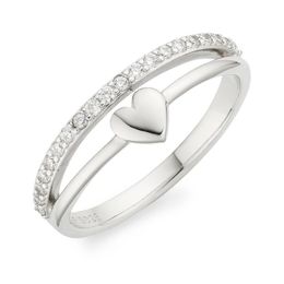 ANISTON JEWELRY & WATCHES Fingerring »Schmuck Geschenk Silbering mit Herzchen« mit Zirkonia (synth.) silberfarben-kristallweiß 56 Modischer...