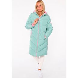 Zwillingsherz Steppmantel »"Positive Mind"« Doppelzipper, Kapuze mit Schriftzug hinten, Kontrastdetails, wärmend Salbei XL XL Steppjacke mit...