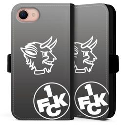DeinDesign iPhone 16e Handy Klapph&uuml;lle Handyh&uuml;lle aus Kunst Leder schwarz Flip Case Logo 1. Fck 1. Fc Kaiserslautern Sideflip mit Lasche