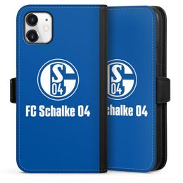 DeinDesign iPhone 11 Handy Klapph&uuml;lle Handyh&uuml;lle aus Kunst Leder schwarz Flip Case Fc Schalke 04 Official Licensed Product Logo Sideflip mit Lasche